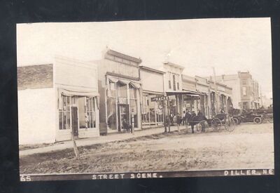 REAL PHOTO DILLER NEBRASKA DOWNTOWN STREET SCENE STORES POSTCARD COPY ...