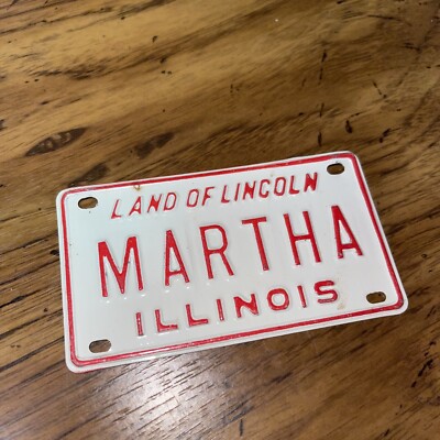 Illinois State Personalized License Plate Martha metal EMBOSSED bicycle ...