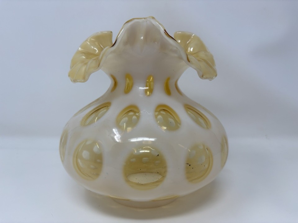Vintage Fenton Glass Ruffled Honeysuckle Coin Dot Lamp Shade Globe ...