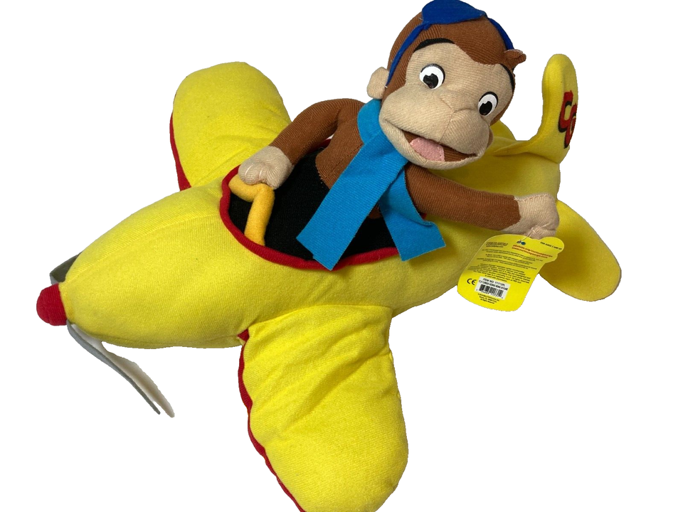 NWT CURIOUS GEORGE FLYING YELLOW AIRPLANE STUFFED ANIMAL TOY 17.5" | eBay