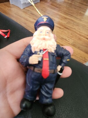 Santa Police Department Officer Red Tie Christmas Ornament Ceramic | eBay