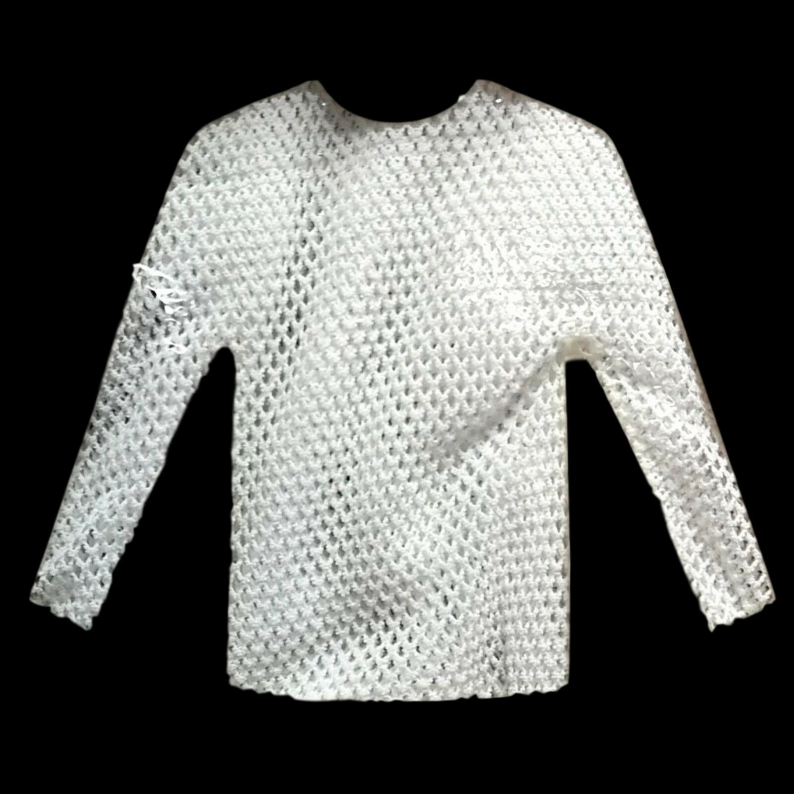 Party Fishnet Top Fish Net T-shirt 80S 70S mesh Long Sleeve Costume ...