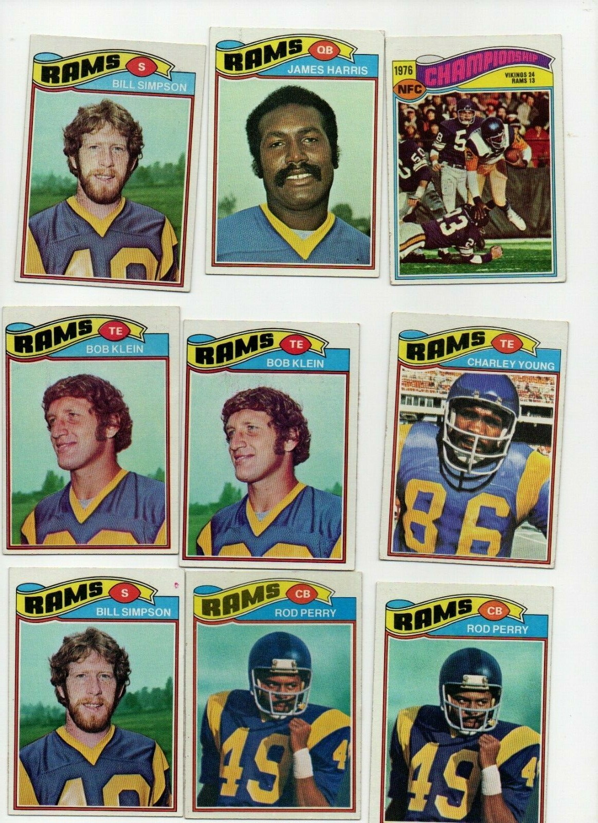 LOS ANGELES RAMS MONTE JACKSON RON JESSIE 1977 TOPPS 16X VINTAGE VG-EX ...