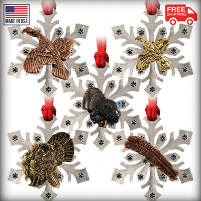 Pewter Wild Turkey Snowflake Christmas Tree Ornaments (15 Options) Made ...