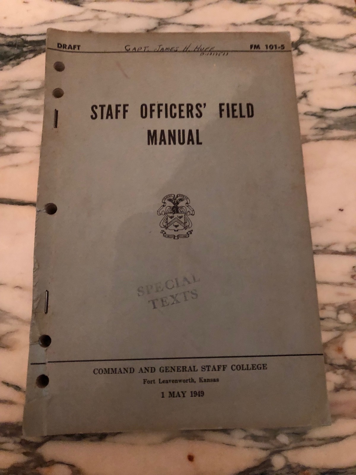 1949 FM 101-5 Staff Officers Field Book U.S. Army Ft. Leavenworth KS ...