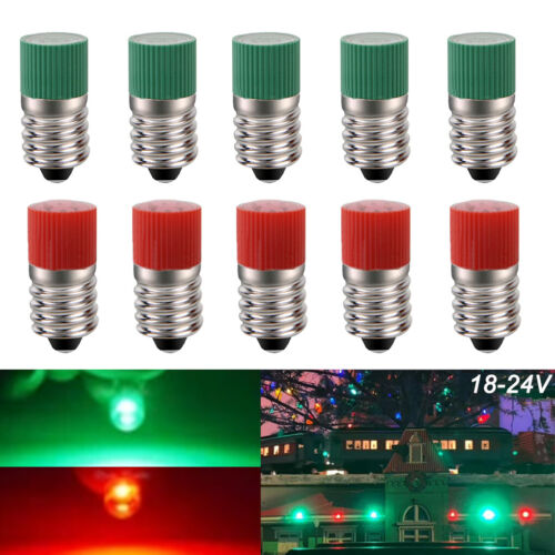 5Pcs Red & 5Pcs Green LED Bulbs Light 18 Volt Replace For Lionel 022 ...