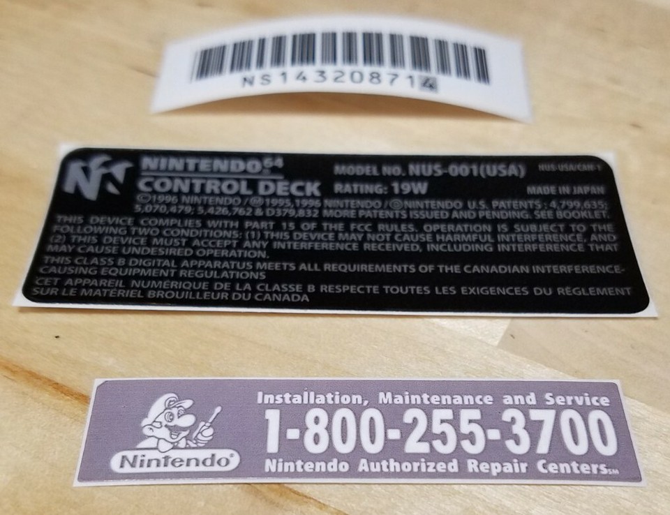 Nintendo 64 NUS-001(USA) N64 *Maintenance, Bar Code, Control Deck ...
