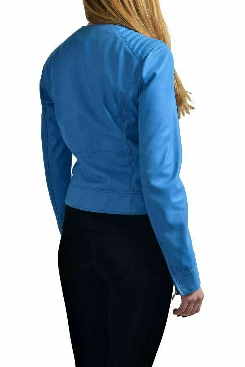 Just Cavalli Women's 100% Leather Blue Full Zip Jacket US S IT 40 | eBay