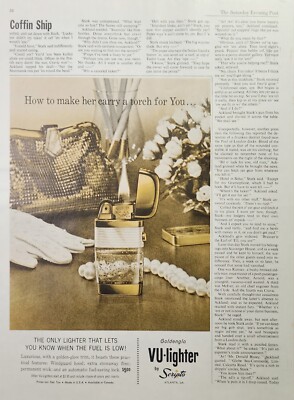 Scripto VU-Lighter Goldenglo Print Ad Ephemera Art Decor | eBay