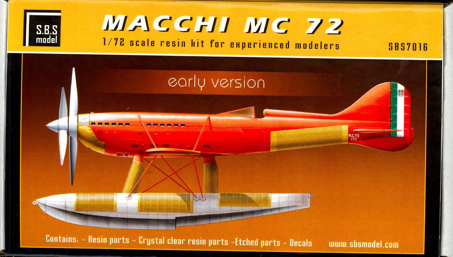 SBS Models 1/72 MACCHI MC 72 Italian Racer Early Version | eBay