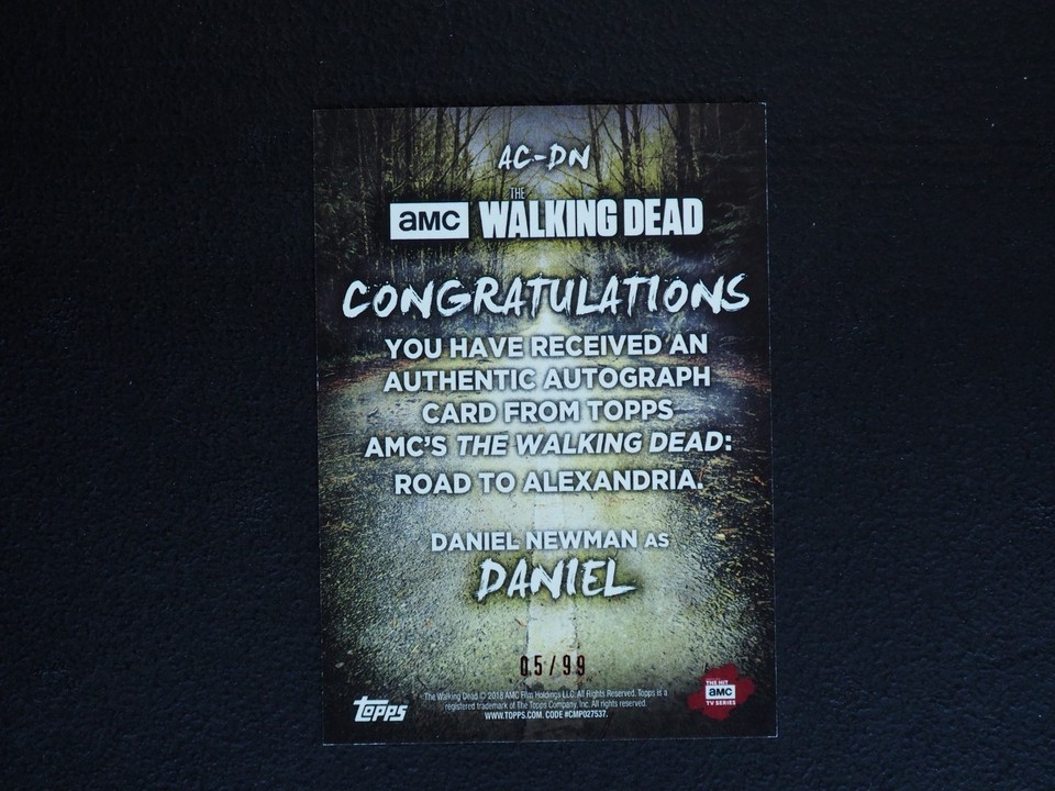 2018 Topps Walking Dead Hunters & Hunted Daniel Newman AUTO #05/99 NMMT ...