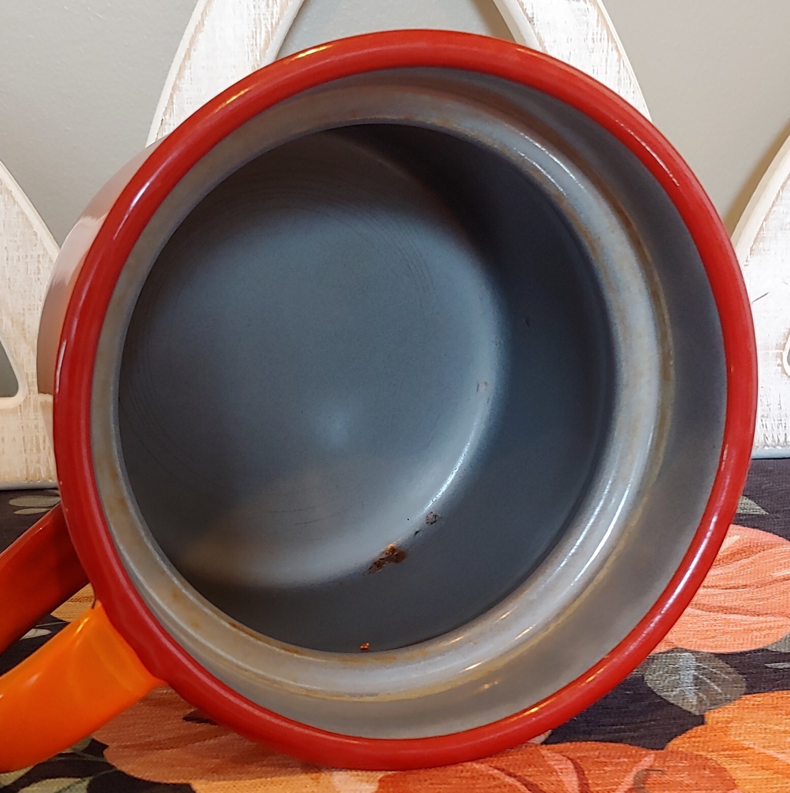 Vintage Modern Farmhouse French Enamelware Orange & Gray Milk Boiler Pot | eBay