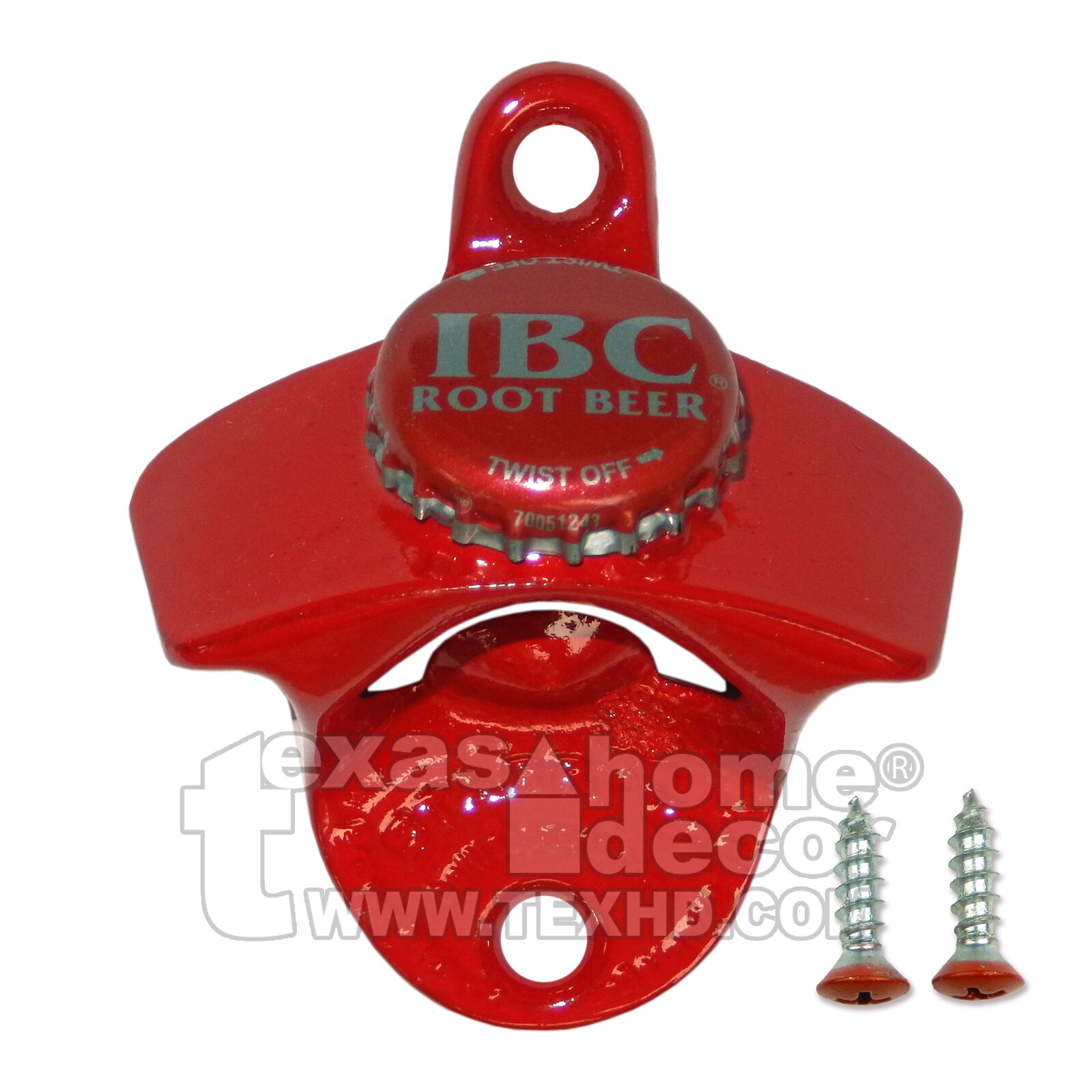 Red IBC Root Beer Cap Beer Bottle Opener Wall Mount Cast Iron Powder ...