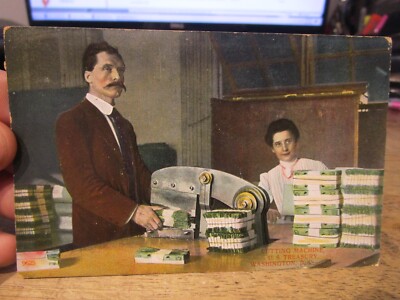 N4 WASHINGTON DC Old Postcard Cutting Machine US Treasury Paper Bills ...