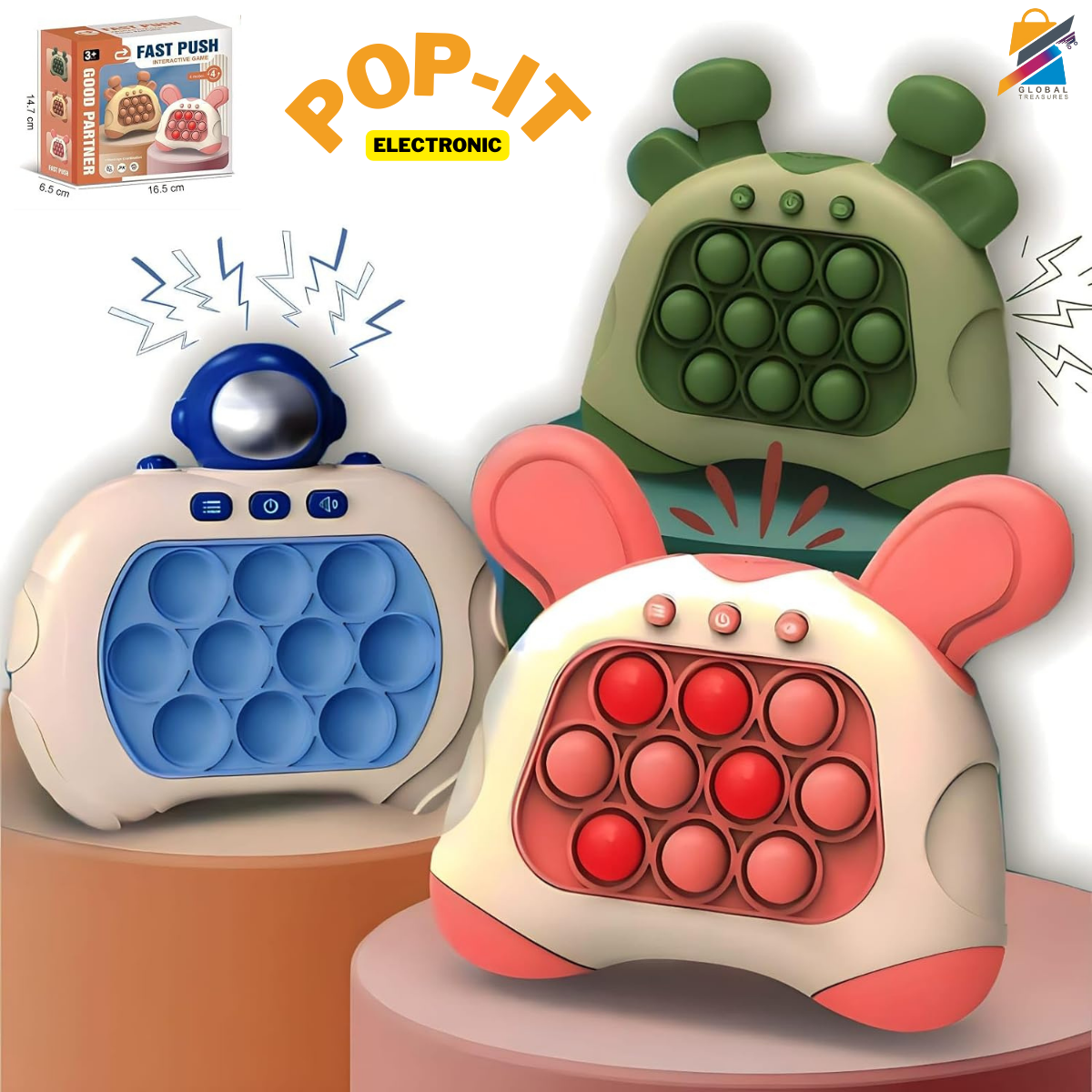 Electronic Quick Push Toy Lights POP-UP Patterns Stress Relief for Kids ...