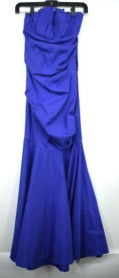 B. Darlin Women Blue Strapless Side Zip Casual Fit-Flare Cocktail Gown ...