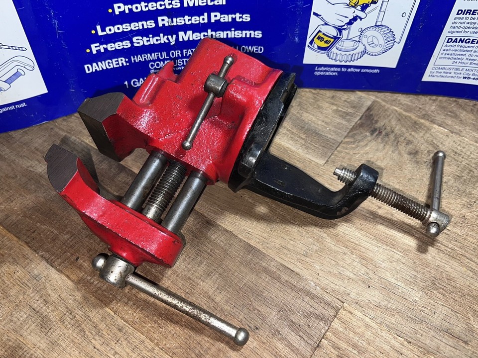 VINTAGE BRINK & COTTON CLAMP ON SWIVEL BASE 2 1/2" BENCH VISE HOBBYIST ...