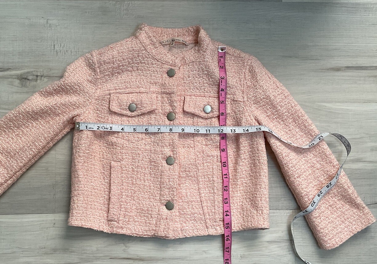 RACHEL ROY COLLECTION Tweed Pink Crop Jacket Blazer Button Size XS | eBay