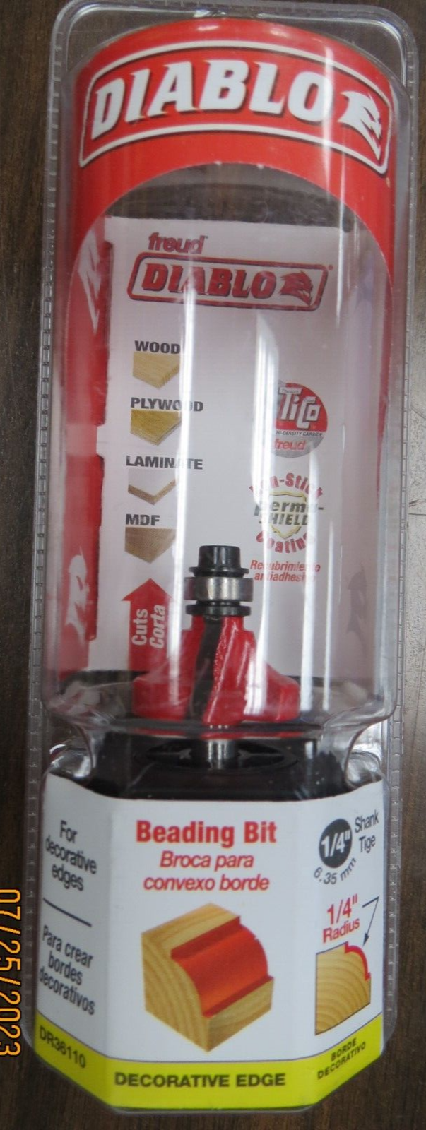 DIABLO DR36110 1/4" RADIUS BEADING ROUTER BIT FOR DECORATIVE EDGES NEW ...