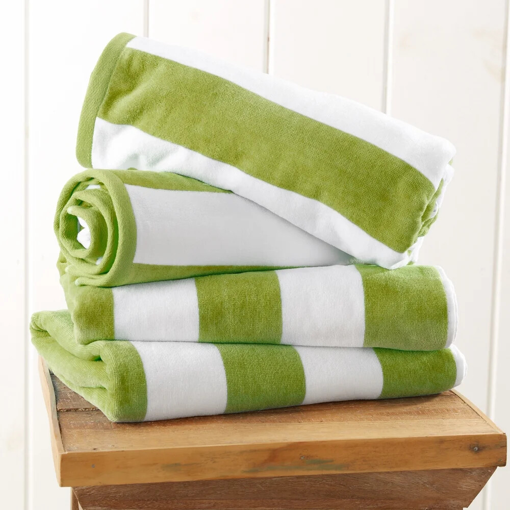 Cabana Stripe Beach Towel - 4-Pack, 100% Cotton Extra Absorbent 30X60in ...