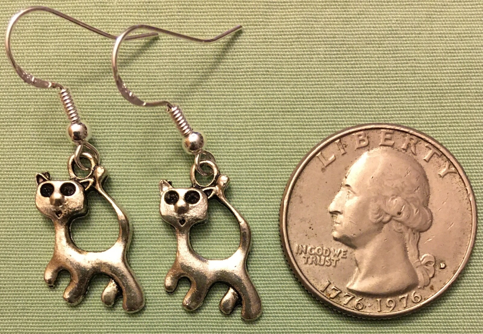 PRANCING CAT EARRINGS, SMALL - Pewter with Sterling Silver Ear Wires ...