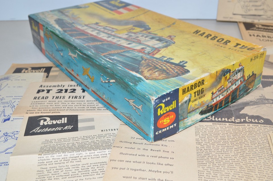 Vintage REVELL MODEL KIT INSTRUCTIONS Lot Harbor Tug Bunderbuss Aurora ...