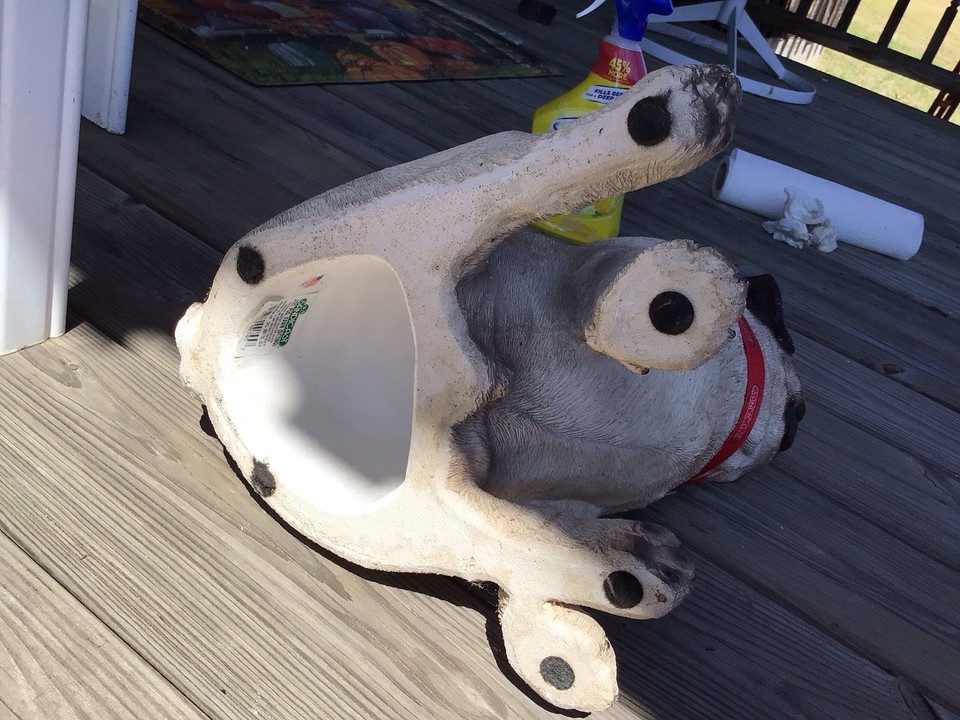 Sandi Cast Pug Dog Life Size Adult Seated With Collar Statue Figurine ...