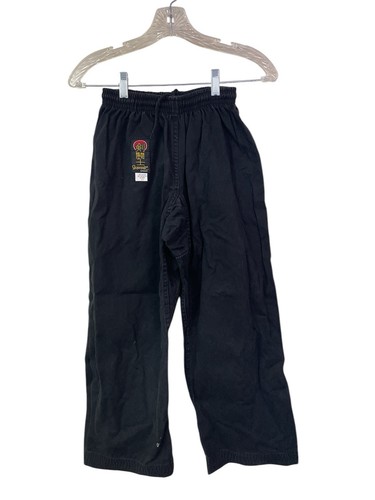 Kids Gladiator Black Martial Arts Karate Pants Elastic Waist Drawstring ...