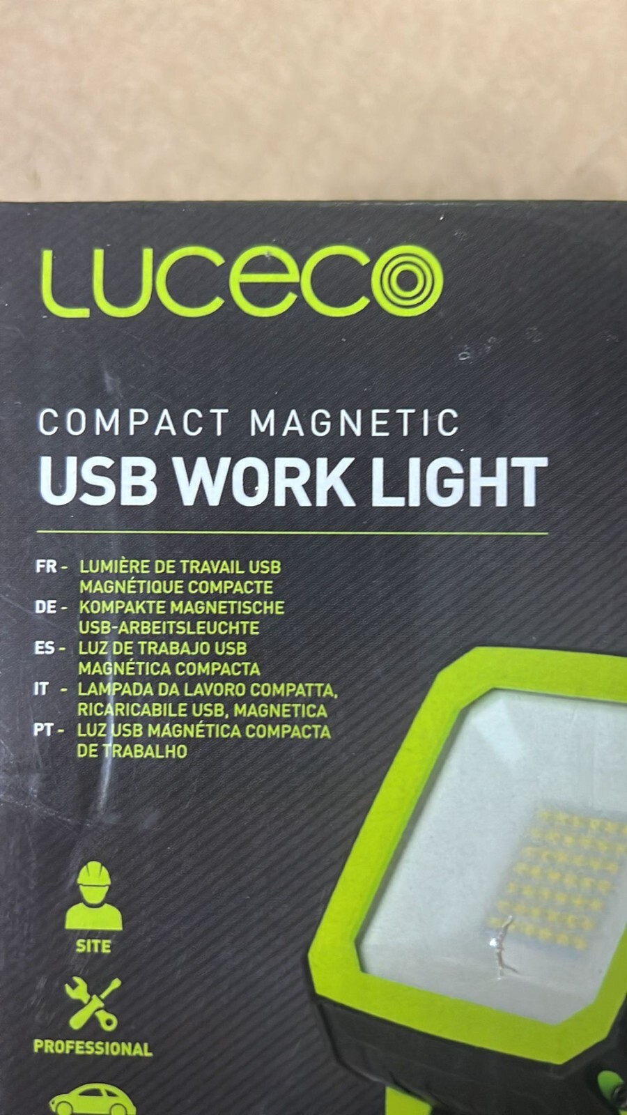 LUCECO Rechargeable Work Light Magnetic USB Cordless Weatherproof IP54 ...