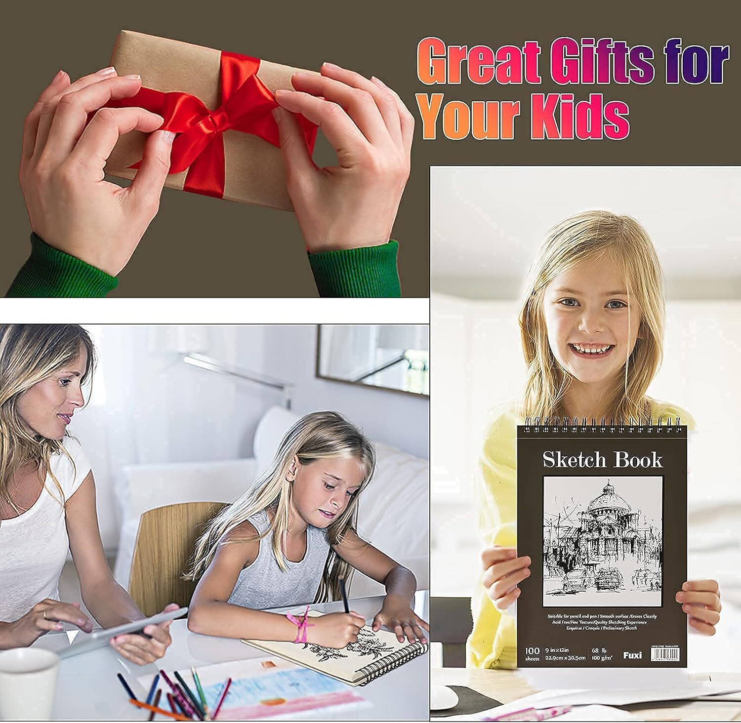 9 x 12 inches Sketch Book, Top Spiral Bound Sketch Pad, 1 Pack 100 ...