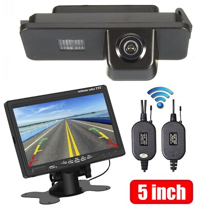 Wireless 5" Monitor + Reverse Rear View Camera FFor VW Golf Mk4 Mk5 Mk6 ...