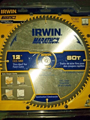 Irwin 14083 12" x 80T Trim / Finish Marathon Miter & Table Saw Blade | eBay
