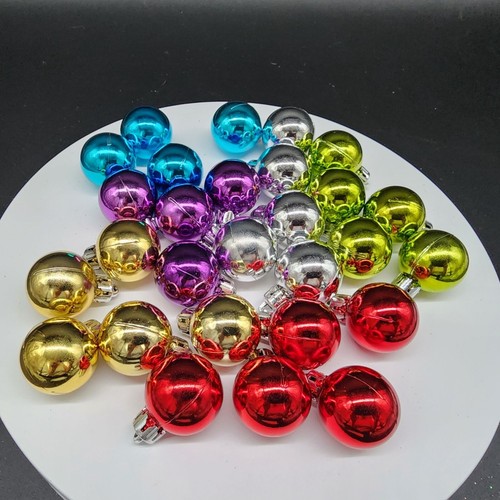 VTG Mini Plastic Christmas Tree Ornaments Balls Green Purple Red Yellow ...