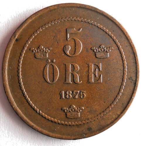1875 SWEDEN 5 ORE - AU - Low Mintage - Key High Value - LOT #A2 | eBay