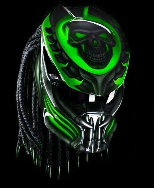 Green Predator Helmet Motorcycle ECE And Dot With Buetooth