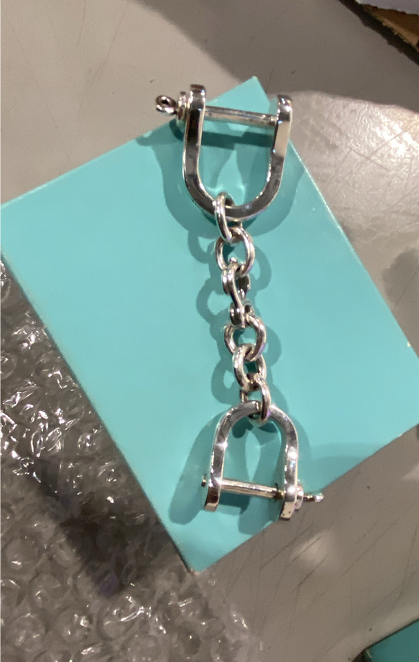 Tiffany & Co Silver Large Two Shackle Key Ring Keychain | eBay