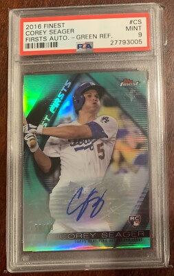 2016 Topps Finest Corey Seager Green Refractor Rookie Auto #50/99 PSA 9 ...