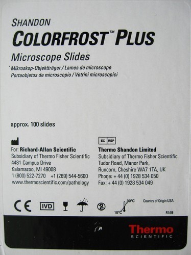 Shandon Colorfrost Plus Microscope Slides - Red (Approx. 100 Slides) M7 ...