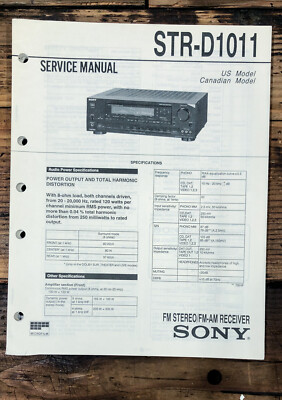 Sony STR-D1011 Receiver Service Manual *Original* | eBay