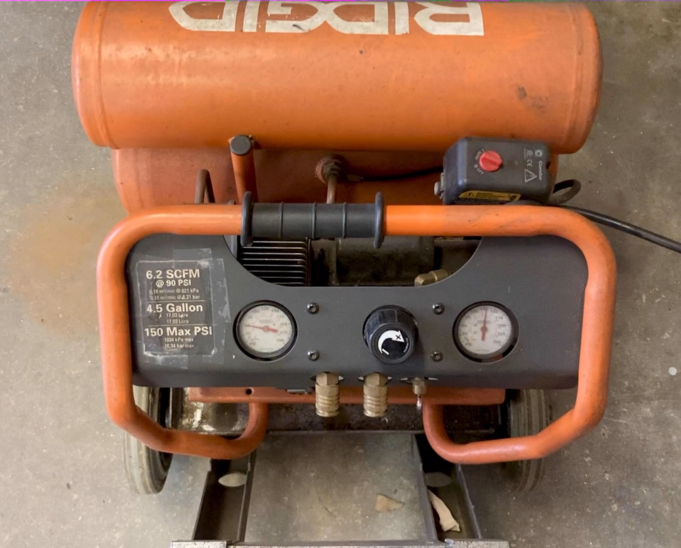 RIDGID Twin Stack Oil-Free 4.5 Gal Portable Air Compressor. Model ...