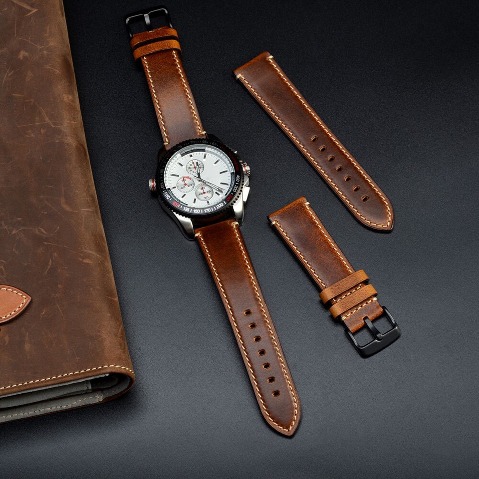 WOCCI Premium Saddle Style Watch Band,18mm 20mm 22mm 24mm Vintage ...