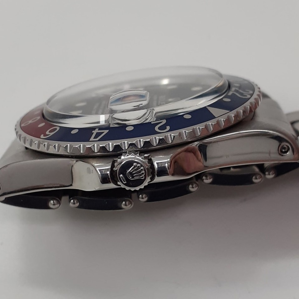 Full Set Rolex GMT Master 40 mm Steel Pepsi Red Blue Watch 1675 Circa ...