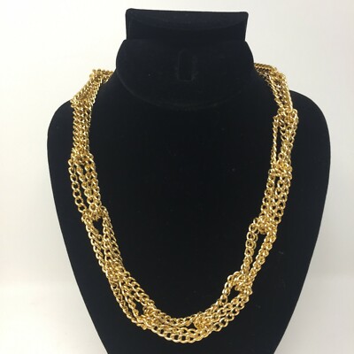 Multi Strand Gold Tone Cable Chain Twisted Multi-Link Necklace 41" Long ...