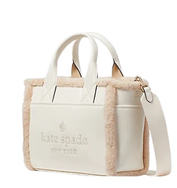 Kate Spade Jett Shearling Small Tote Bag - Meringue White for sale ...