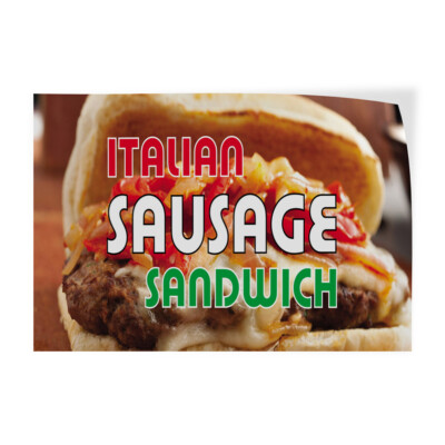 Decal Stickers Italian Sausage Sandwich B Vinyl Store Sign Label Food ...