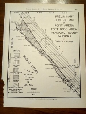 1939 Geologic Pont Arena Fort ross Area Army Engineering Sketch Map | eBay