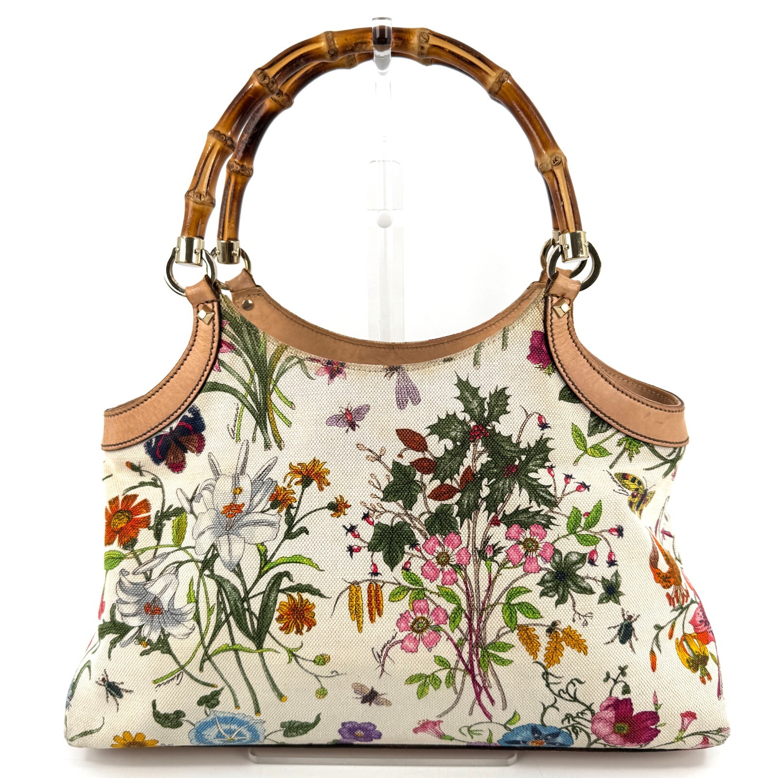 Vintage Gucci Bamboo Flora Handbag Shoulder bag Flora… - Gem
