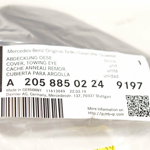 MERCEDES-BENZ C W205 REAR BUMPER TOW EYE COVER A20588502249197 | eBay