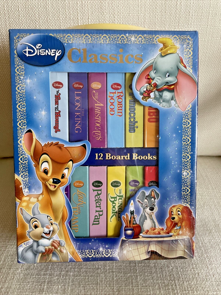 New Disney Classics 12 Book Block Board With Storage Case Handle -Dumbo ...