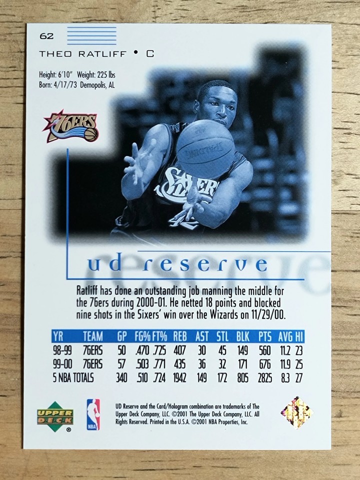 2000-01 UD Reserve #62 Theo Ratliff | eBay
